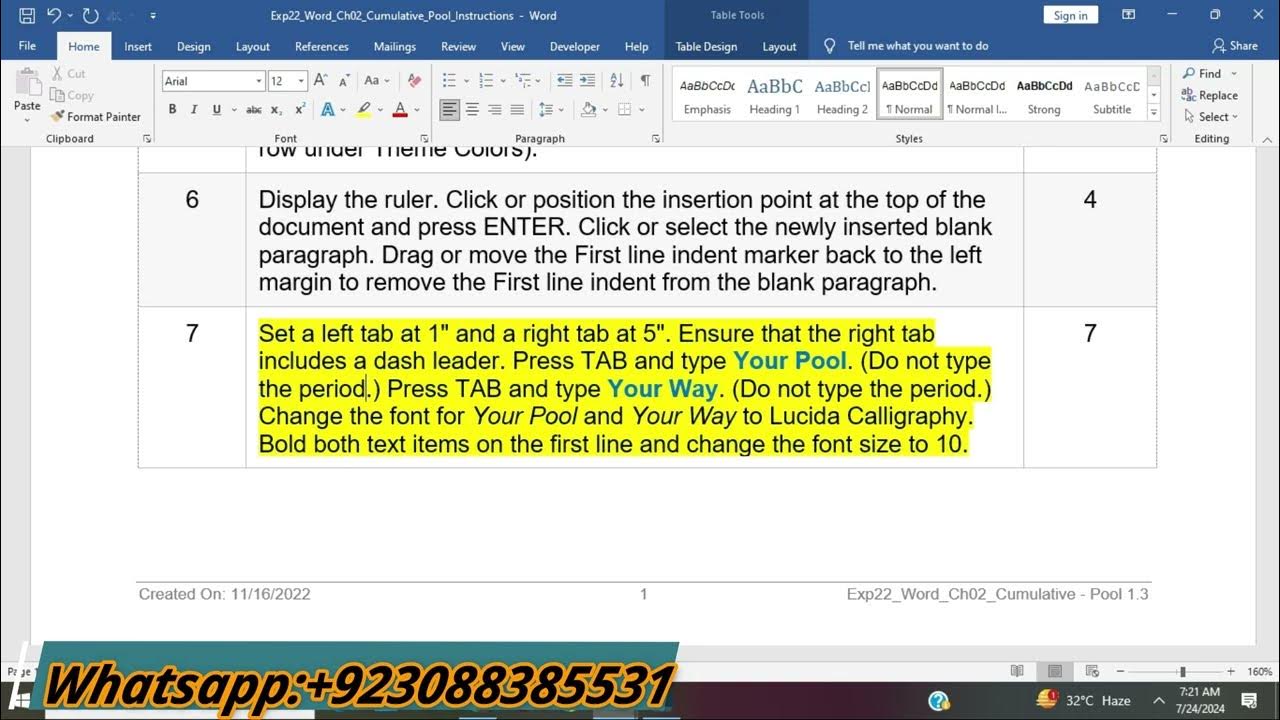 Exp22_Word_Ch02_Cumulative_Pool | Word Chapter 2 Cumulative - Pool Word Chapter 2 - YouTube