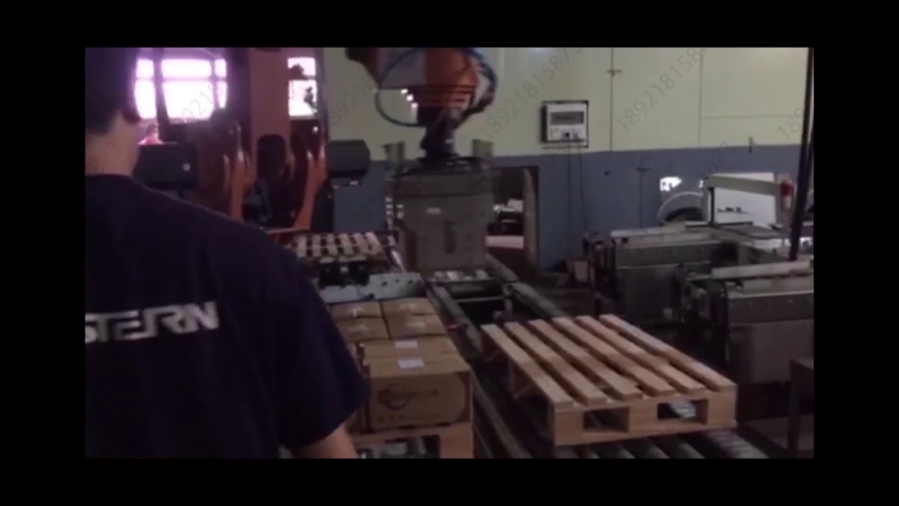 Automatic production line of unpacking, packing and stacking - YouTube