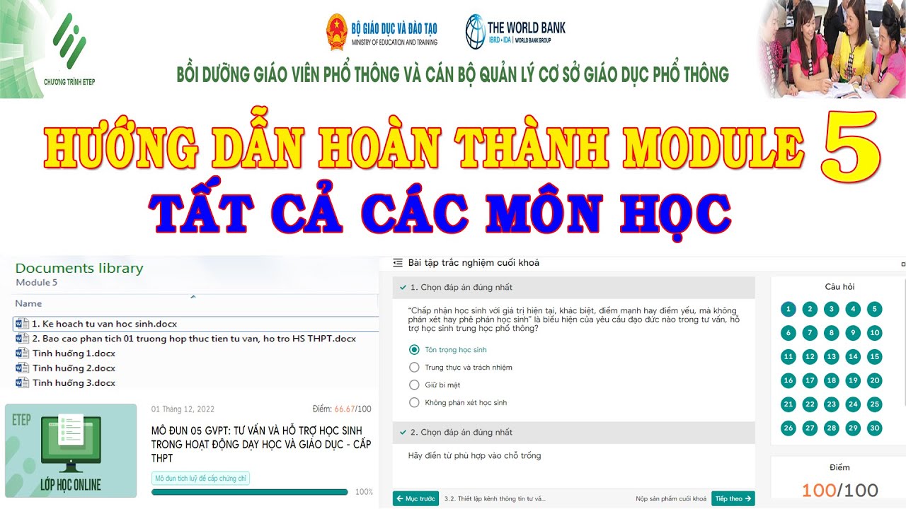 Hướng dẫn Hoàn thành Module 5 (Mô Đun 5) Tất cả các môn học | Có kèm ...