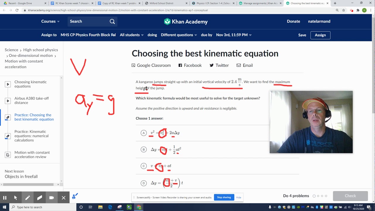 Khan a kangaroo jumps straight up at 2.4 m/s find maximum height choose ...