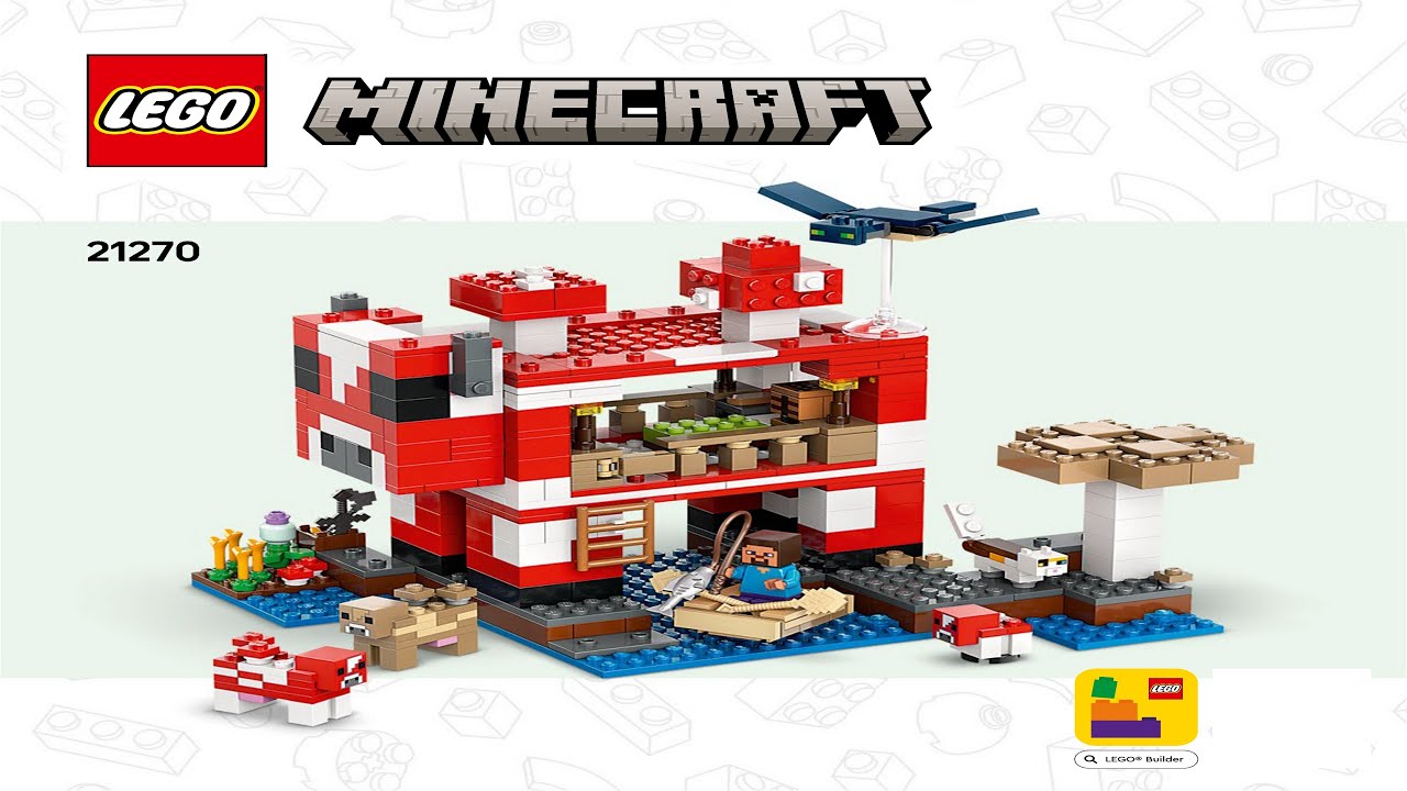 LEGO Instructions - Minecraft - 21270 - The Mooshroom House - YouTube