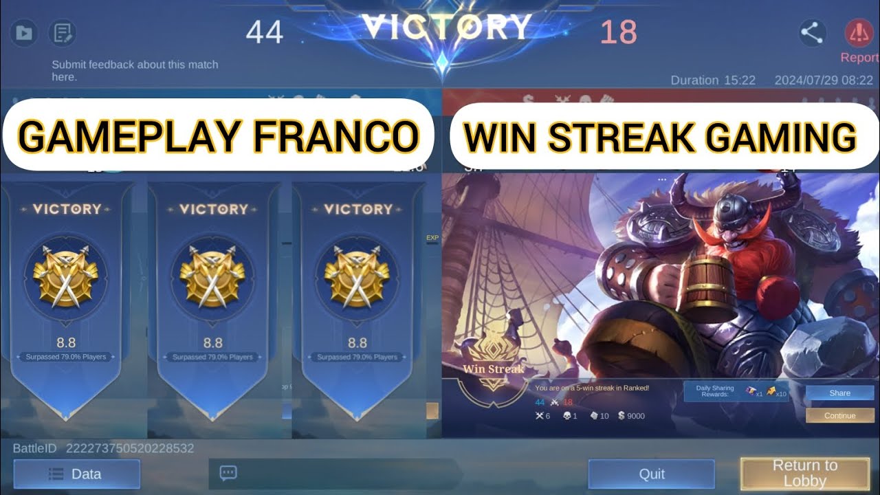 GAMEPLAY FRANCO GAMING😎MOBILE LEGENDS BANG BANG!!! #gameplay #franco # ...