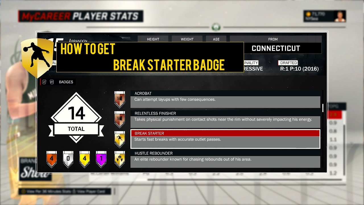 NBA 2K17 BREAK STARTER BADGE TUTORIAL (EASY) - YouTube