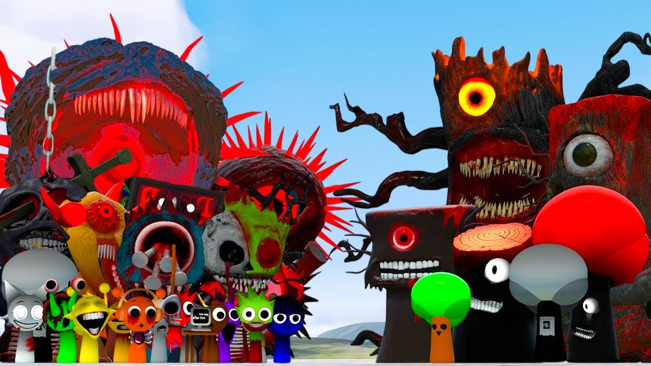 ALL HORROR SPRUNKI FAMILY VS ALL PHASES HORROR MR TREE SPRUNKI in Garry ...