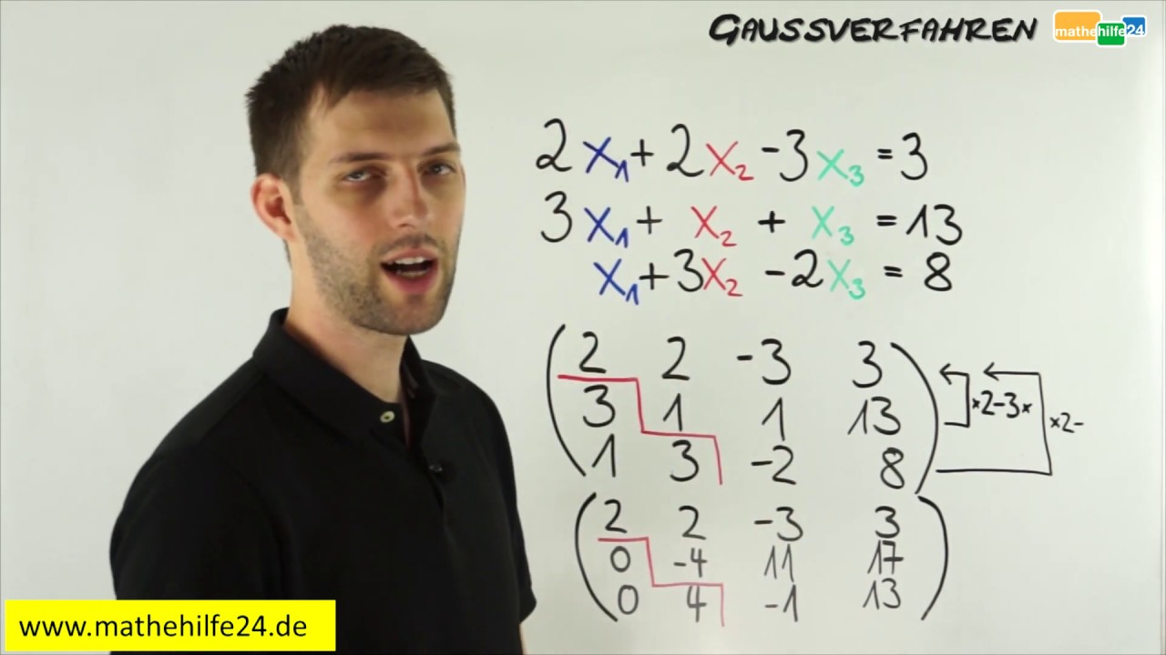 Gaussverfahren: Drei Unbekannte mit Hilfe des Gauss-Algorithmus finden ...