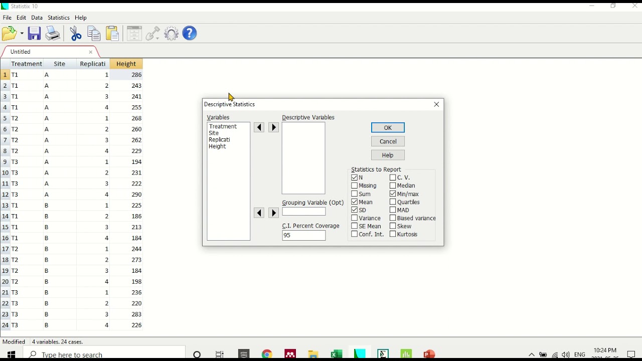 How to perform descriptive statistics using Statistix 10 - YouTube