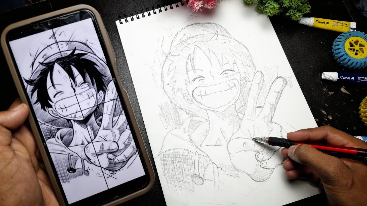 Draw with me - Luffy drawing, How to draw Luffy from One Piece, Luffy ...