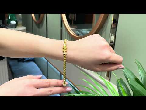 22 Ayar Altın Harf Bileklik N Harfi