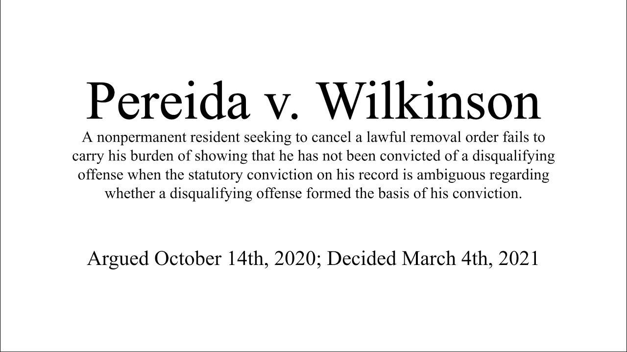 Pereida v. Wilkinson | March 4th, 2021 - YouTube
