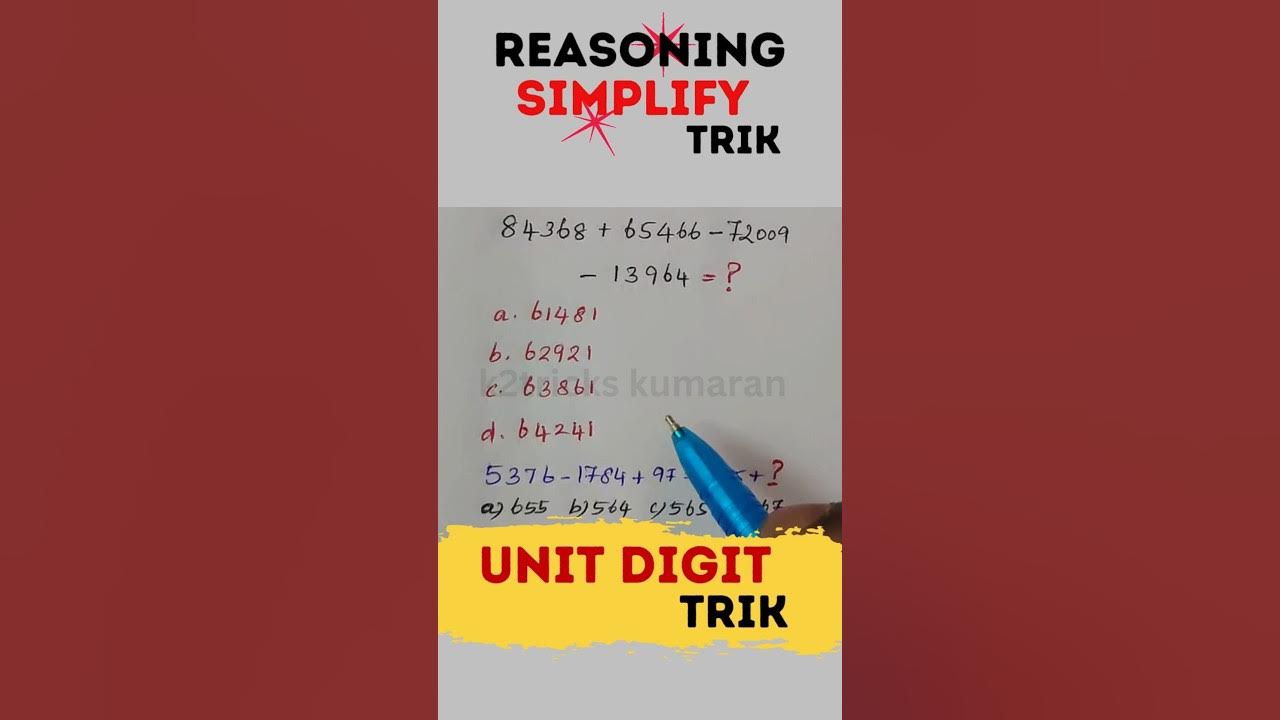 Unit Digit Simplification Trick | TNPSC Maths Shortcuts | APTITUDE & REASONING #shorts #aptitude ...
