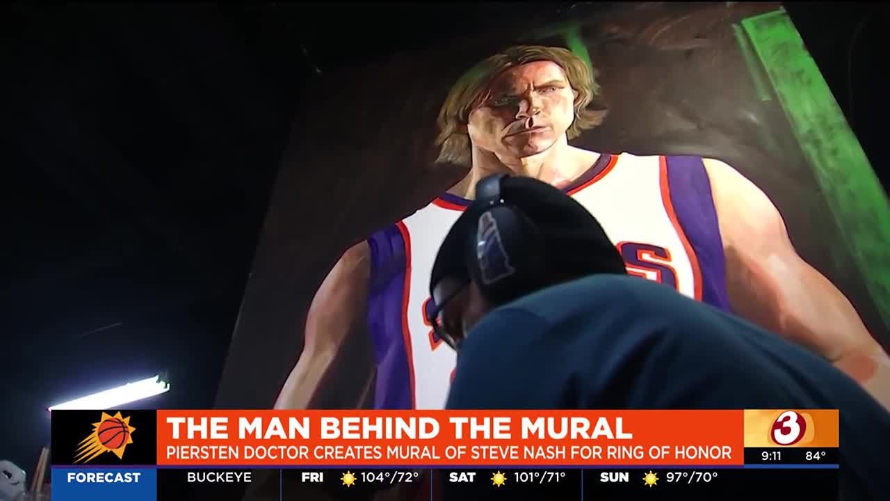 Navajo artist's Steve Nash mural displayed at Footprint Center - YouTube