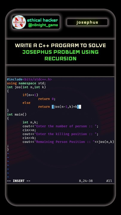 Josephus Problem Solved in C++ #cplusplus #codesnippet #nonightgams #cplusplus #josephus #coders ...