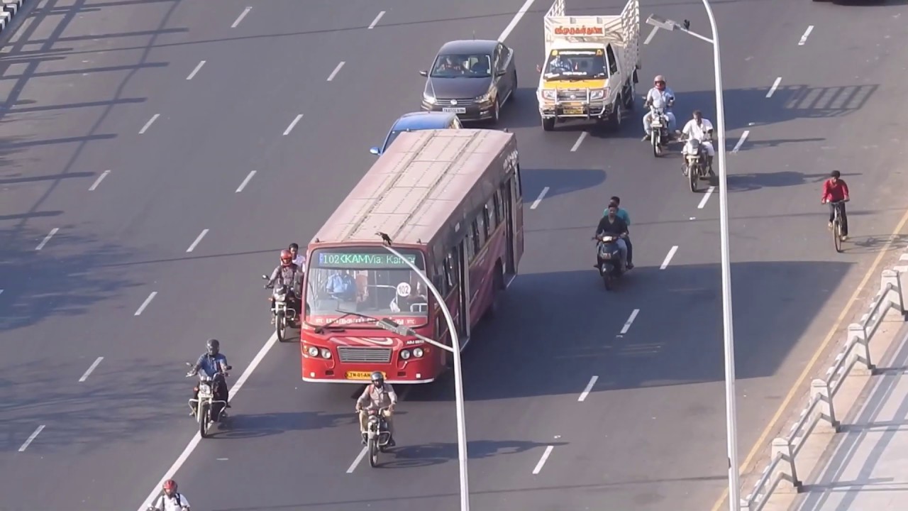Chennai MTC old and new buses spotted from lighthouse - YouTube