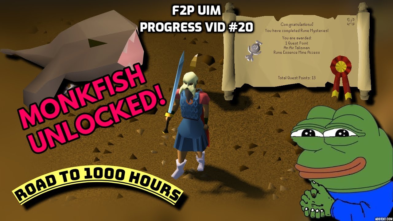 [osrs]F2P UIM Progress Vid #20 - RUNE 2H DROP AND RUNECRAFTING!! - YouTube