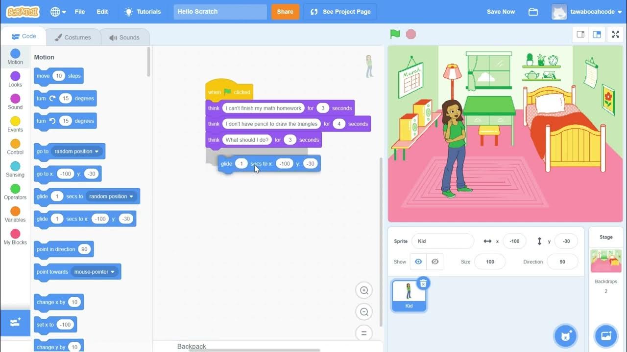 10 Minutes Scratch Coding For Kids - Hello Scratch (Animation) Part 2 ...