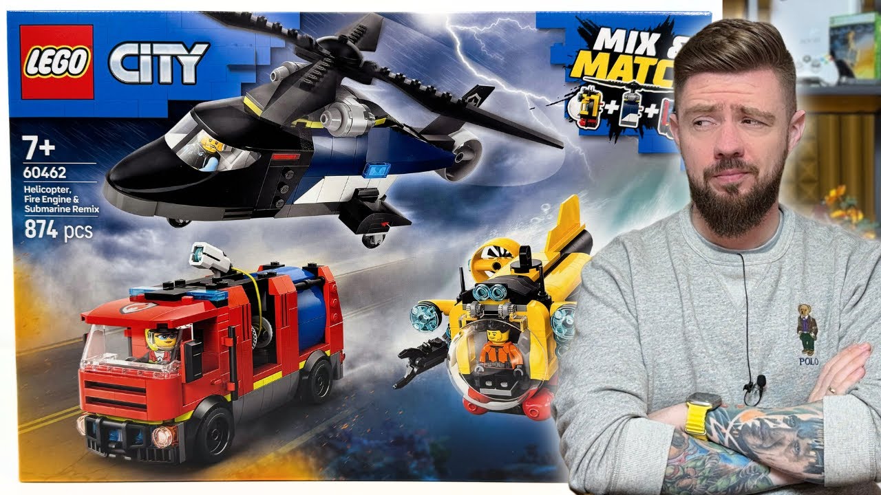 ZESTAW Z HELIKOPTEREM, WOZEM STRAŻACKIM I ŁODZIĄ PODWODNĄ 🚨 LEGO CITY ...