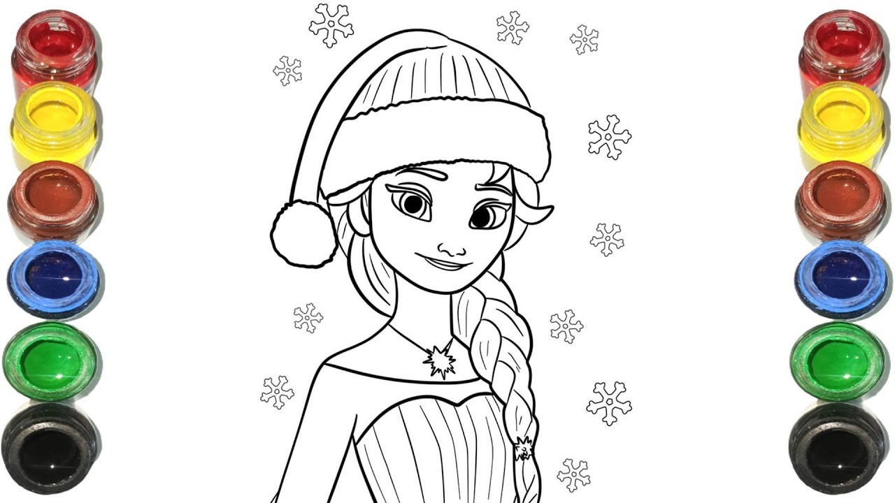 Cute Christmas Elsa Frozen Drawing for kids, Painting & Coloring for ...