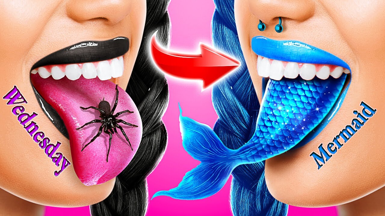 🍀 Wednesday Addams Wished to Be a Mermaid! Transformation Hacks ...