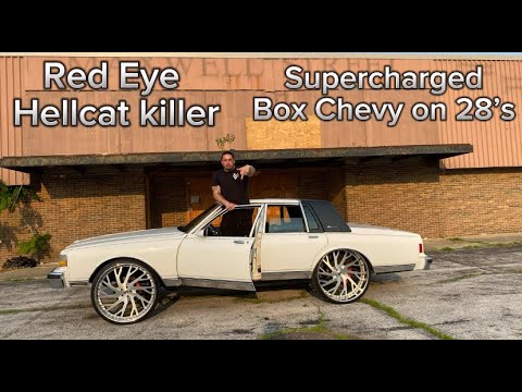 Red Eye Hellcat Killer Supercharged Box Chevy on 28's - YouTube