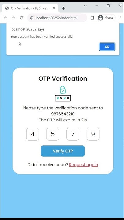 OTP Generator with Verification in HTML CSS JAVASCRIPT #javascriptproject #shorts - YouTube