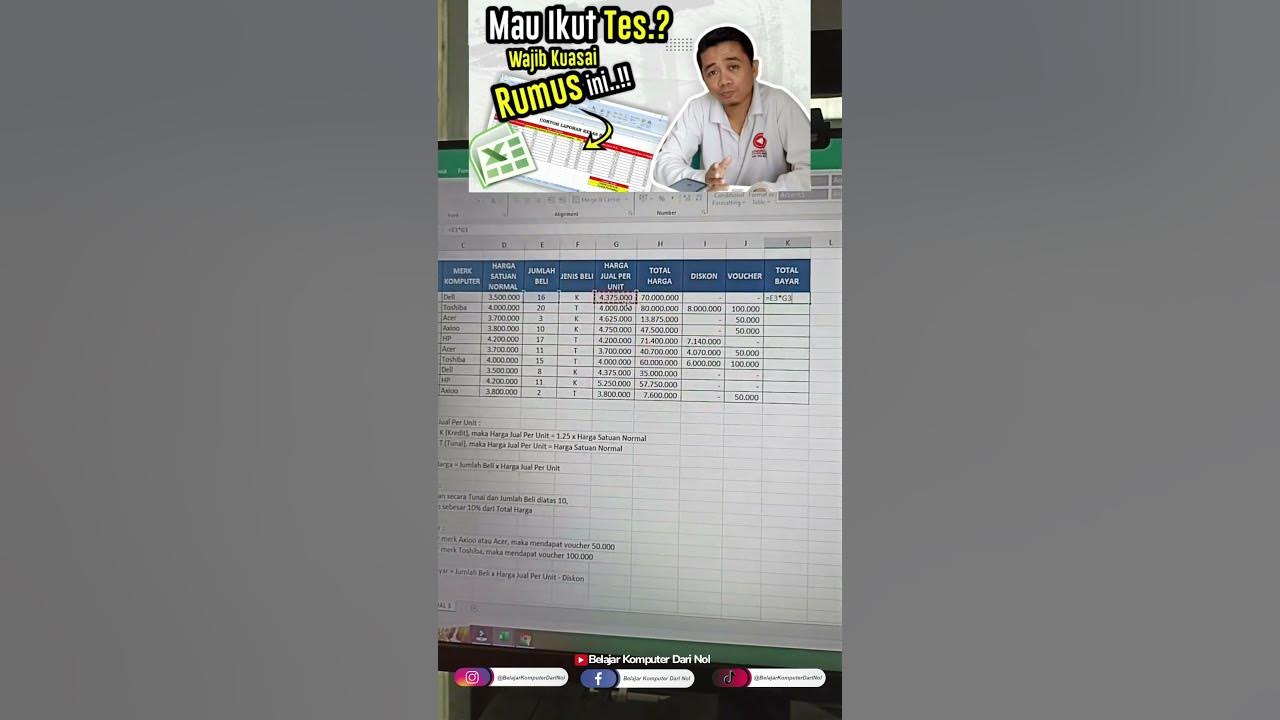 Cara Menghitung Di Excel Belajarexcel Microsoftexcel Tutorialexcel Exceltips Excelindonesia