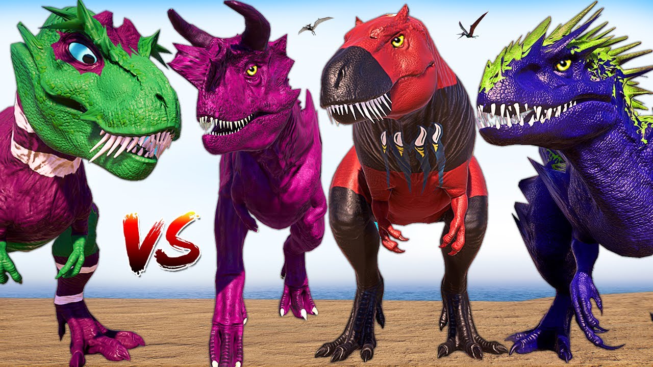 CYBORG BIG MALUSAURUS & TARBOSAURUS vs Carnotaurus & T-REX Dinosaurs ...