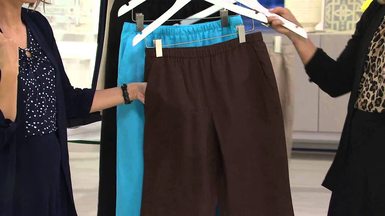 Susan Graver Linen Blend Comfort Waist Slim Capri Pants with Amy Stran ...