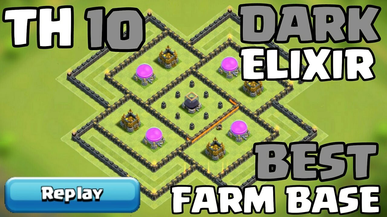 Clash of Clans - TH10 Farming Base (Dark Elixir Base) 2017 + Replays - YouTube