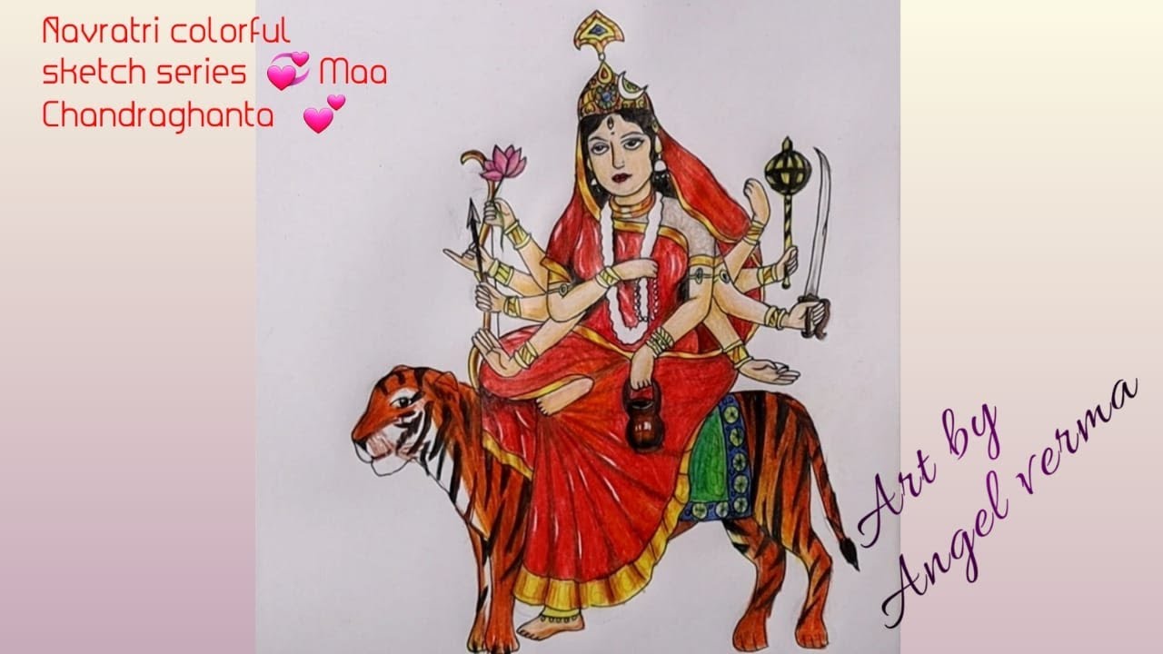 Navratri spasial sketch I Maa Chandraghanta I How to draw sketch I ...