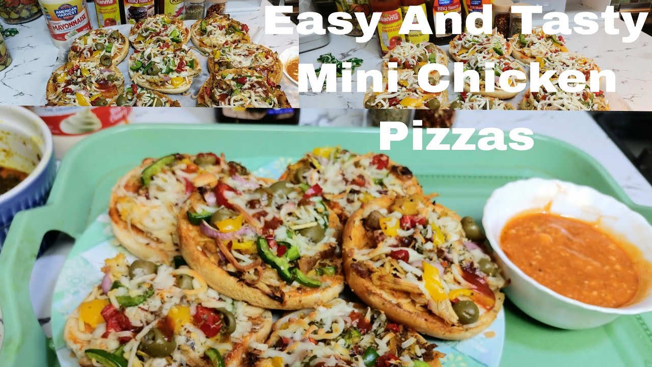 Mini Chicken Pizzas|Easy And Tasty| Leftover chicken Pizza. - YouTube