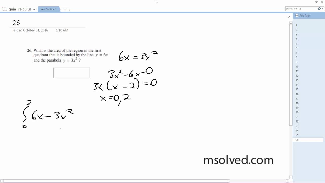 Y 6x And The Parabola Y 3x 2 YouTube