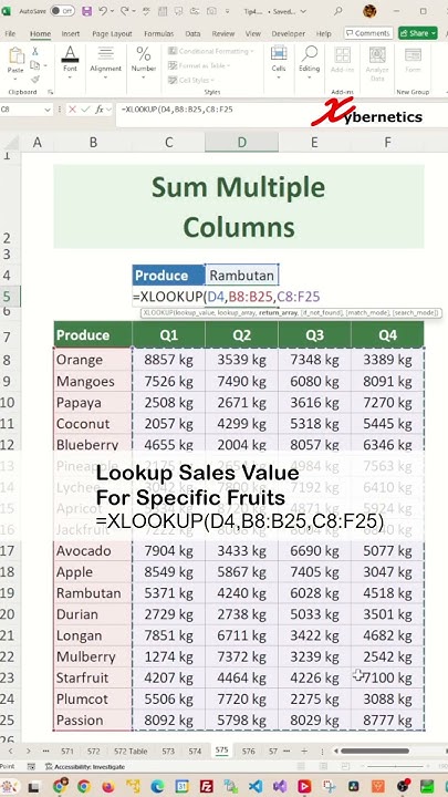 Use Xlookup In Excel To Sum Multiple Columns Excel Tips And Tricks Youtube