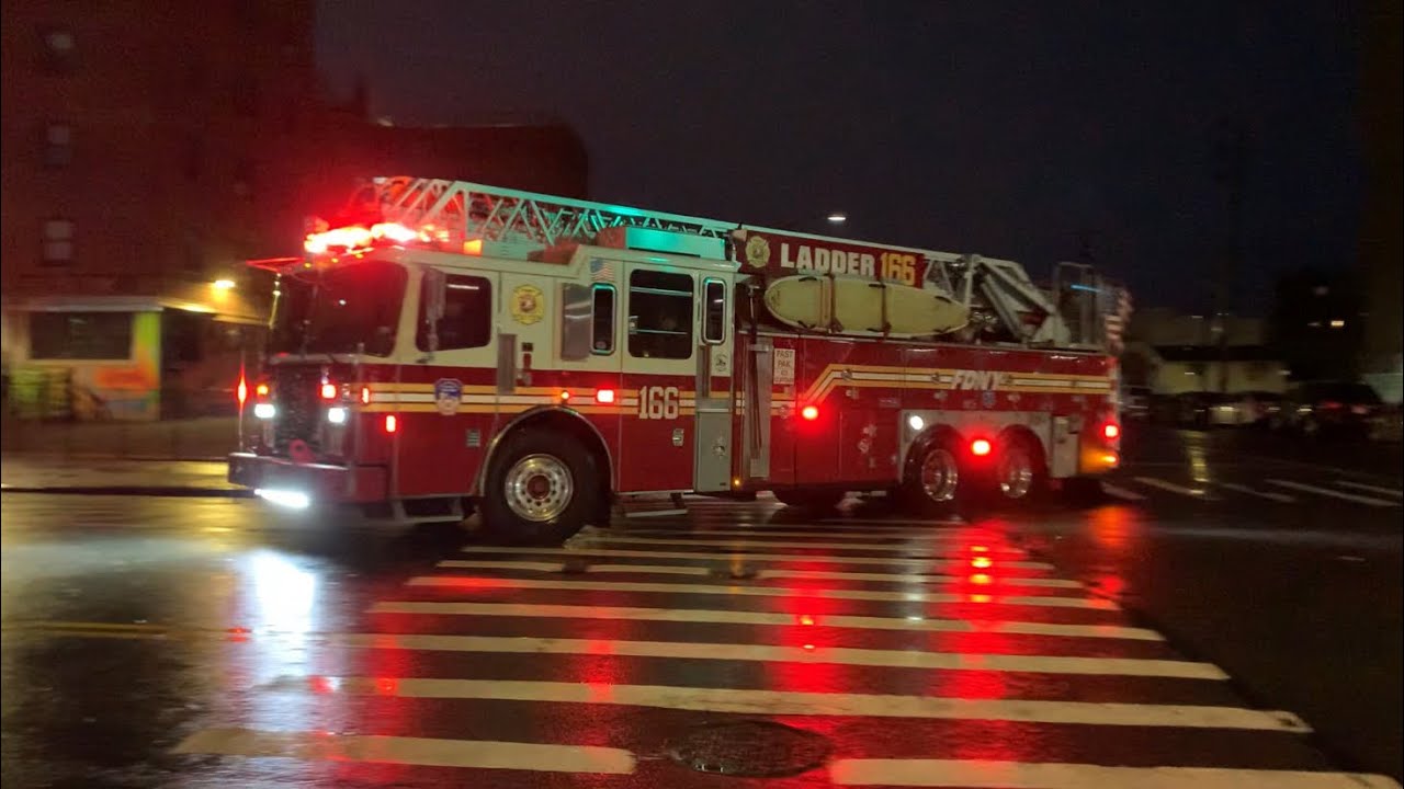 FDNY Ladder 166 Responding on Neptune Avenue - YouTube