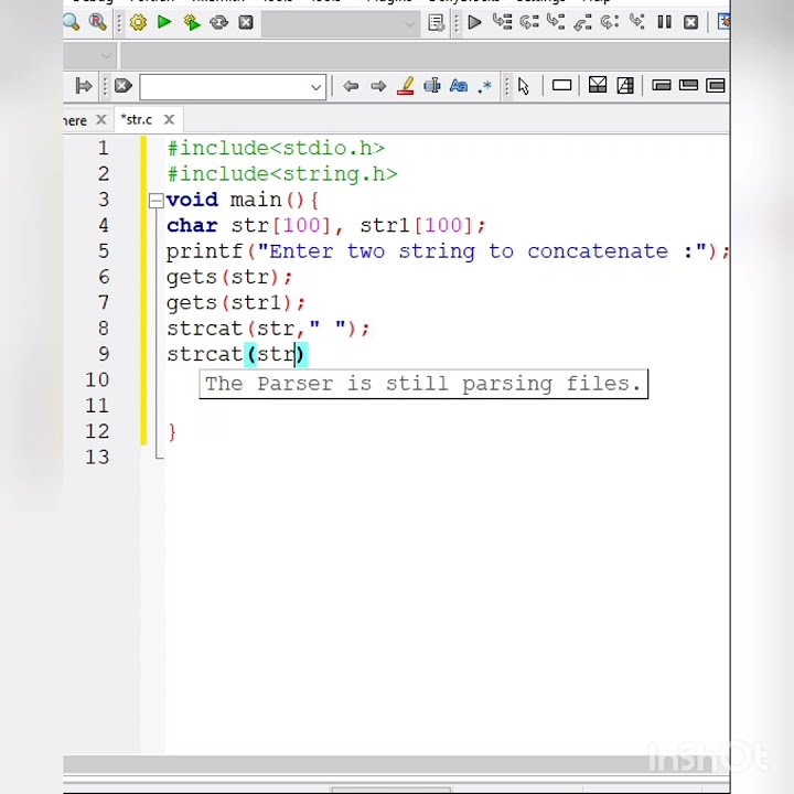C Program To Concatenate Strings Using User Define Function Strcat Shorts Cs Youtubeshorts