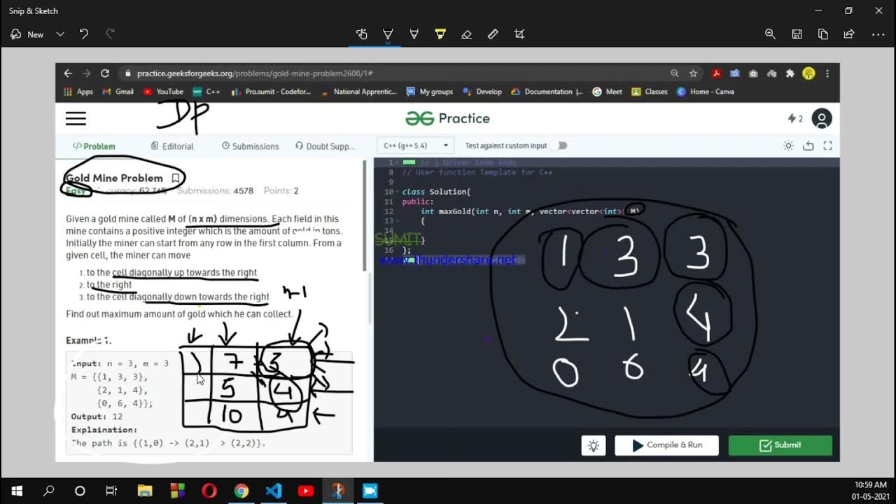 Gold mine problem |Dynamic Programming #2 | Interview Series - YouTube