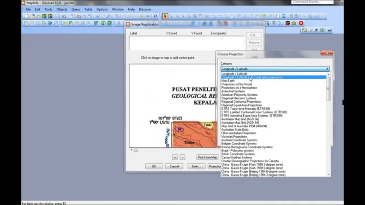 CARA REGISTER PETA DI MAPINFO - YouTube