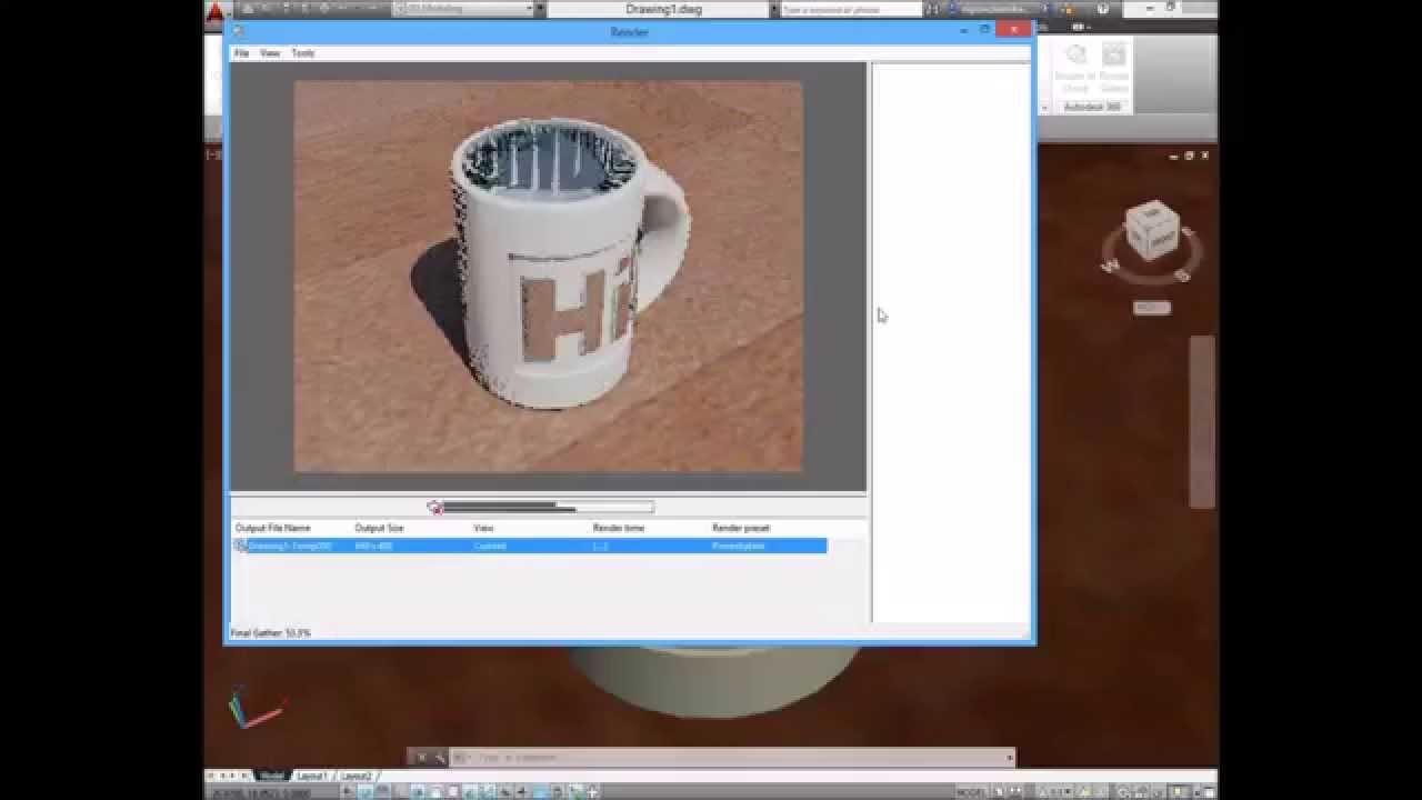 AutoCAD 2014 Cup 3D modeling Part 4: Materials and Rendering - YouTube