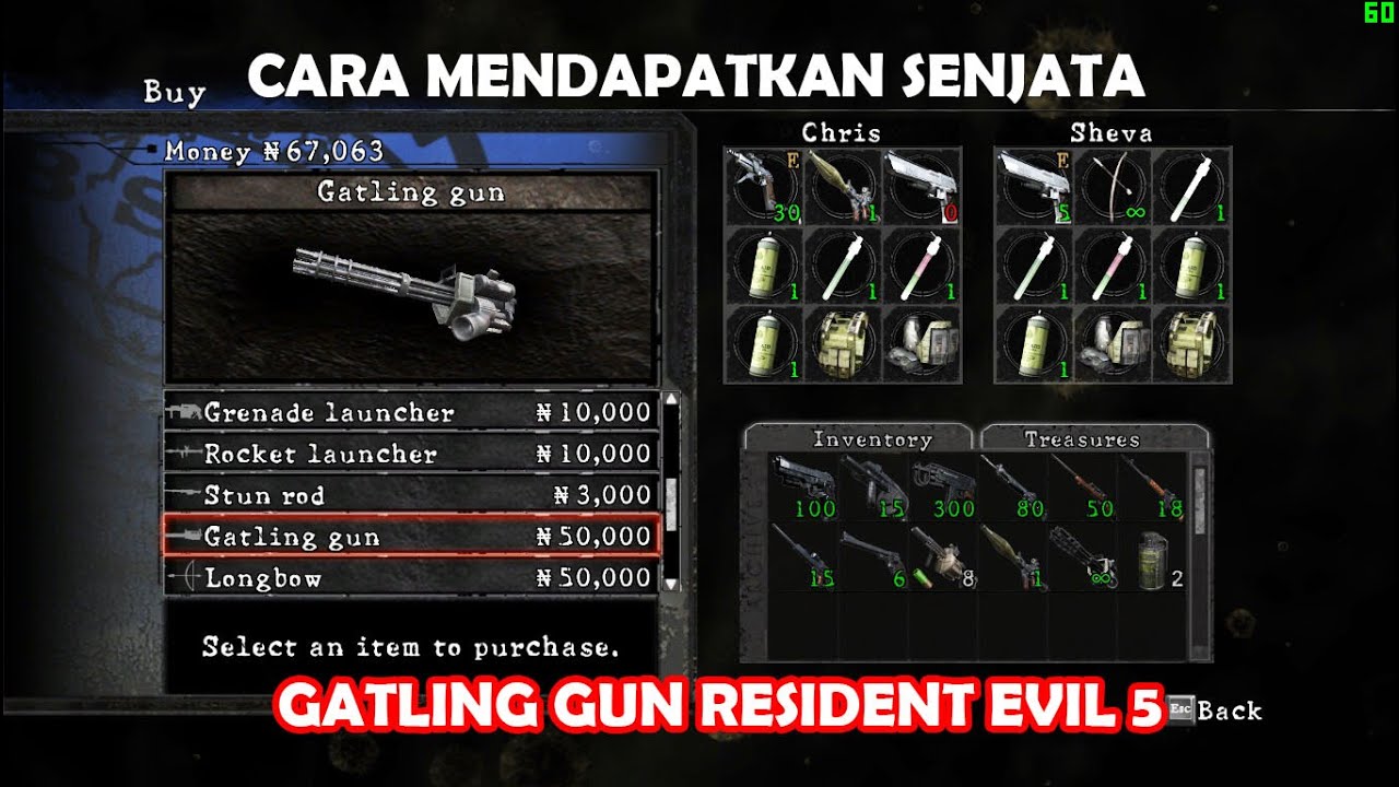 Cara Mendapatkan Senjata/Weapon GATLING GUN di Resident Evil 5 ...