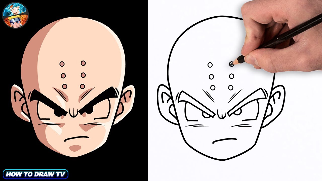How To Draw Anime - KRILIN (Dragon Ball Z) easy step by step - YouTube