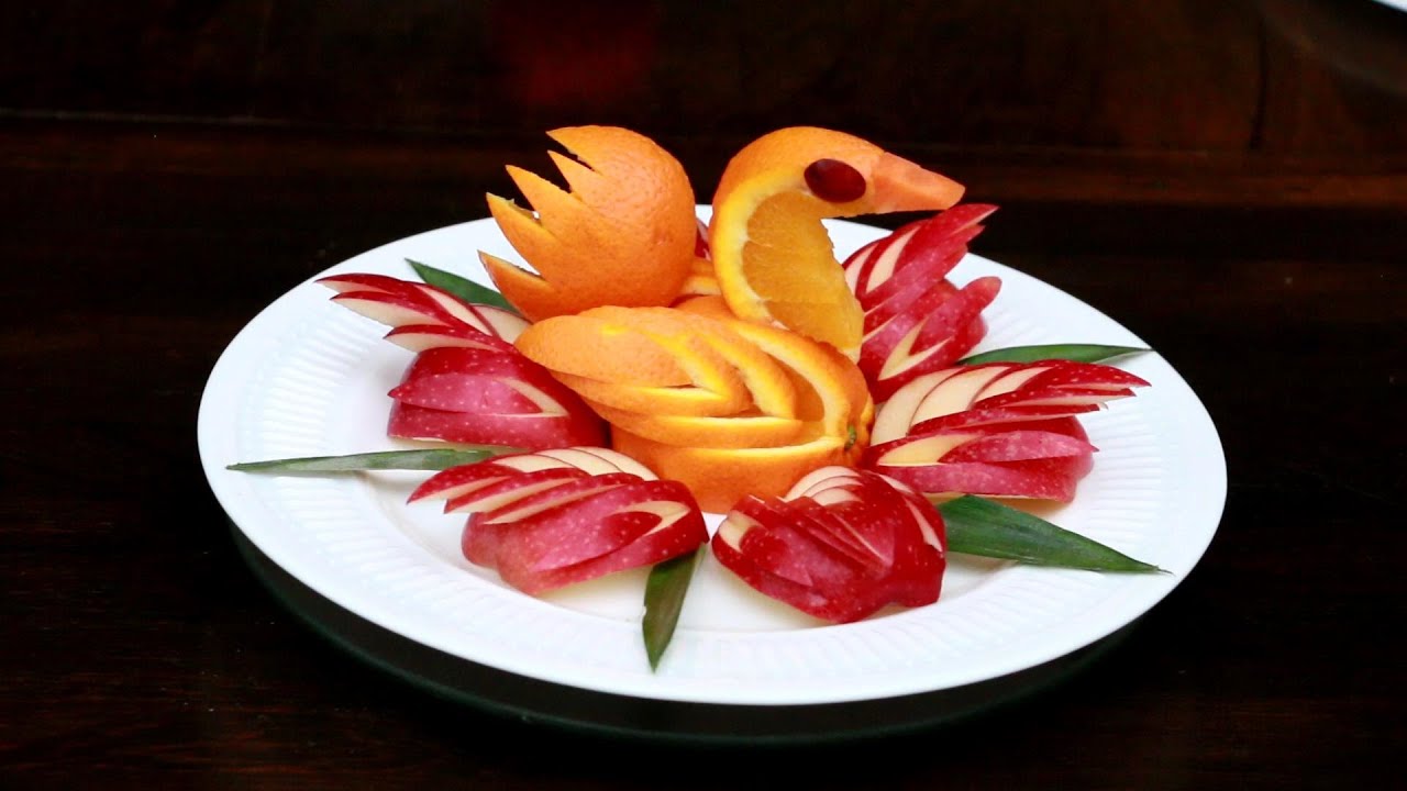 How To Make Orange Swan Garnish - Super Fruit Decoration Ideas - YouTube