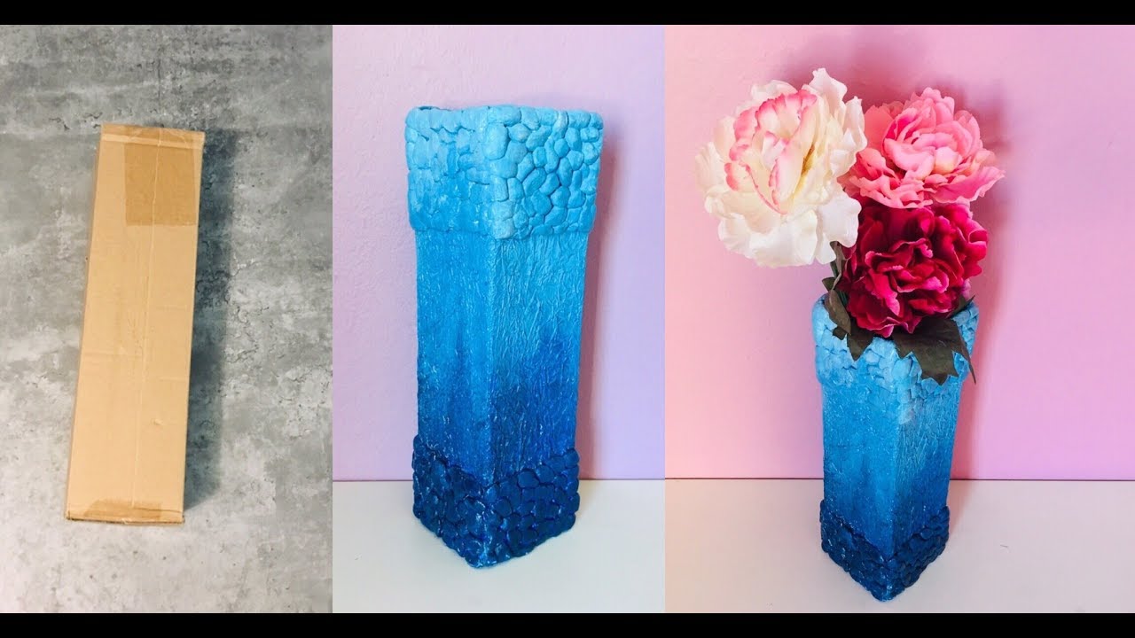 How To Make Vase Diy Vase Cardboard Vase Cardboard Crafts Youtube