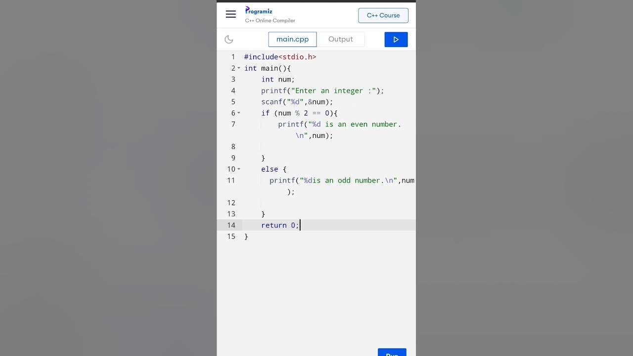 Write A Program To Check Even And Odd Numbers Basicprogramming C 1422