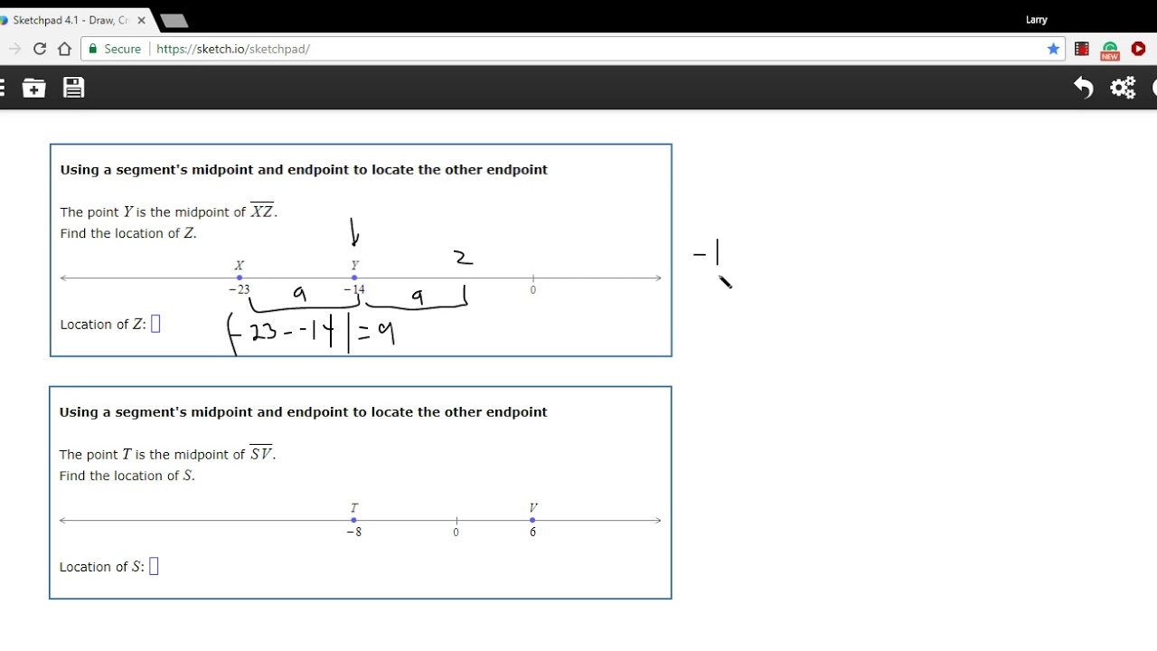 Using a segment's midpoint and endpoint to find the other endpoint ...
