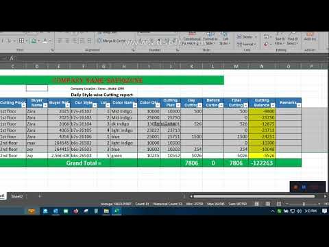 How to Create a Daily Cutting Production Report in Excel | RMG Cutting Tracking report | Excel ...
