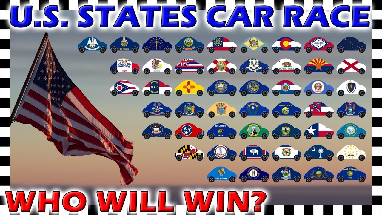 Country Cars U.S. States Race - Algodoo Car Race - YouTube