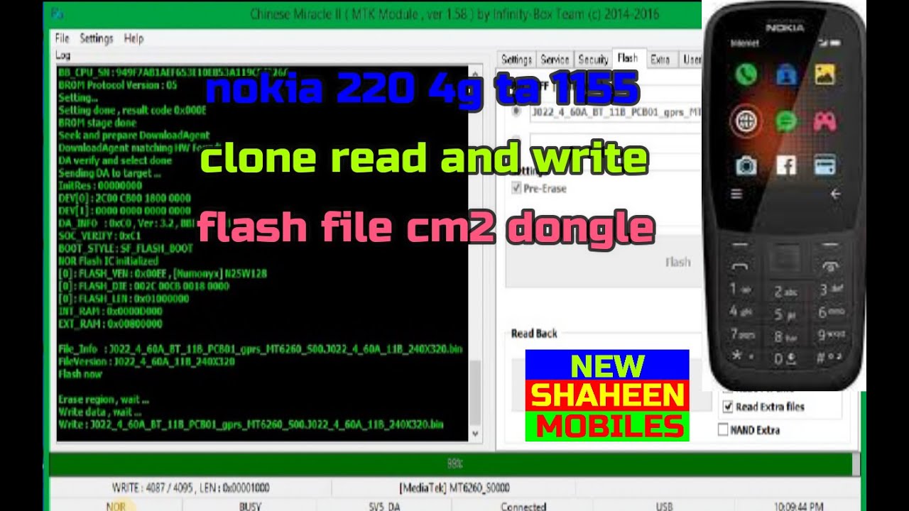 nokia 220 4g ta 1155 clone read and write flash file cm2 dongle - YouTube