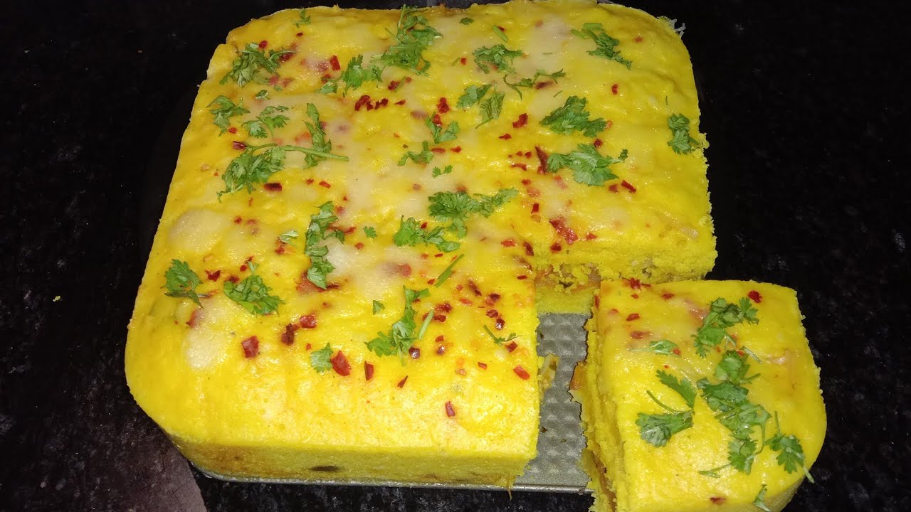 बिना ओवन बनने वाली चीज पिज़्ज़ा ढोकला की स्पेशल रेसिपी। cheese dhokla ...