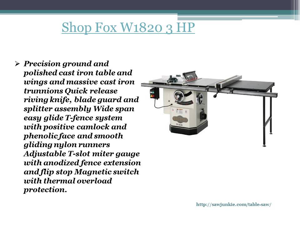 Shop Fox W1820 3 HP table saw reviews - YouTube