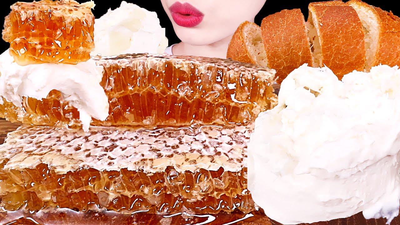 Asmr Mukbang|raw Honeycomb Kaymak Baguette 벌집꿀 카이막 바게트빵 Eating