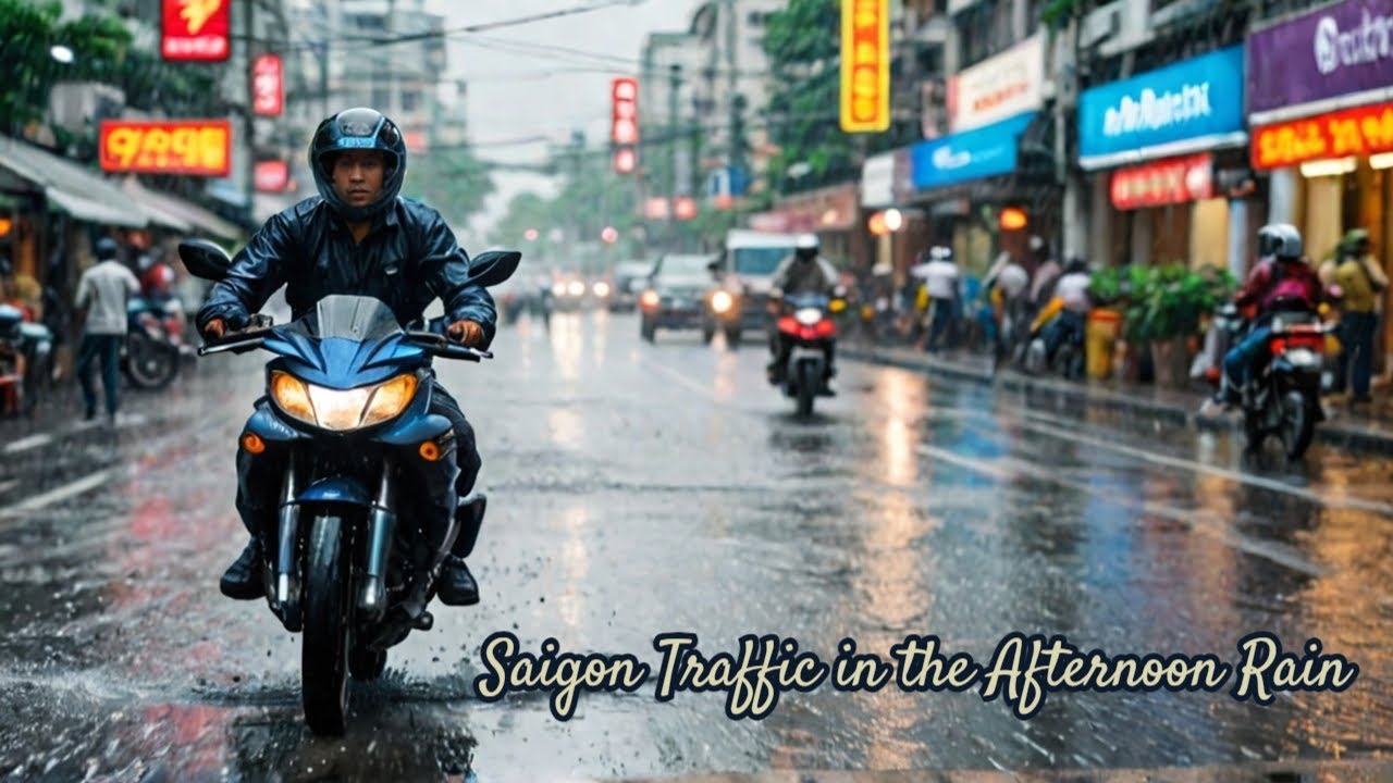 HAN's Daily Motorbike Diary: Saigon Traffic in the Afternoon Rain - YouTube